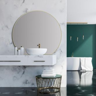Talos Spiegel rund Talos Picasso gold &oslash; 100 cm - mit hochwertigem Aluminiumrahmen f&uuml;r stilvolles Ambiente - Perfekter Badezimmerspiegel Rund