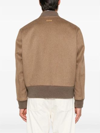 Lardini Felted Virgin Wool Bomber Jacket - Brown