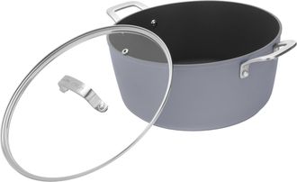 Laura Ashley Antihaft-Beschichteter Topf 28cm mit Deckel - 6,6 L Kochtopf aus Geschmiedetem Aluminium, für alle Herdarten und Ofen Geeignet - Ideal für Familien Ma