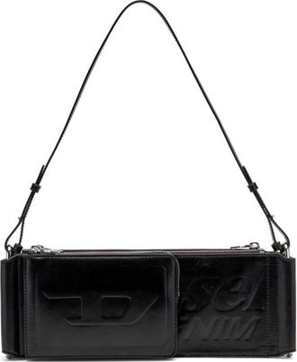 Diesel Femme, Sacs, Noir, Taille: ONE Size Sac bandouli&egrave;re en cuir avec logo en relief