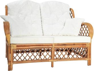 vidaXL Vidaxl - Canapé à 2 places Marron clair Rotin