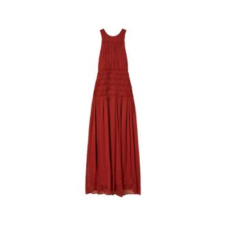 Twinset Femme, Robes, Rouge, Taille: 40 FR Long Cr&eacute;pon Sleeveless Dress