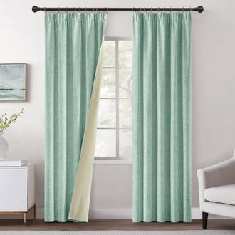 Miulee Verdunklungsvorhänge Kräuselband Gardinen Leinenoptik Vorhang Blickdicht Thermovorhang Kälteschutz Vorhänge Wohnzimmer Schlafzimmer Wärmeisolierend 2e