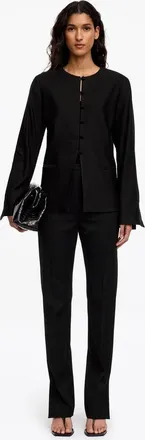 Arket Kragenloser Blazer Aus Leinenmischung -Schwarz