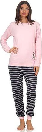 Normann Élégant pyjama en tissu éponge pour femme avec poignets et motif coeur - 291 201 13 570 - Rose - X-Large
