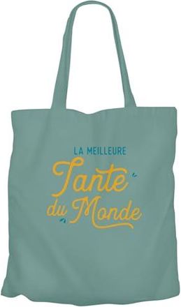Fabulous Tote Bag Sac Shopping en Toile Turquoise - La Meilleure Tante du Monde Famille Tata Tatie - 10 L