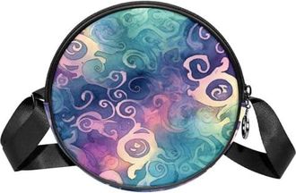 Generic Petit sac &agrave; bandouli&egrave;re circulaire pour femme, petit sac &agrave; bandouli&egrave;re avec fermeture &eacute;clair, bretelles r&eacute;glables, sac &agrave; main rond d&eacute;contract&eacute; pour fe