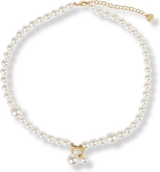 Ferragamo Femme, Accessoires, Blanc, Taille: ONE Size Collier Ras du Cou Perlegan avec Perles