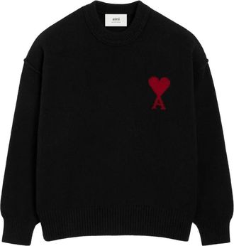 Ami Crewneck Sweater With Contrasted Ami De Coeur
