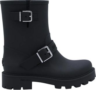 Jimmy Choo London Stiefel - Ankle Boots With Adjustable Silver-Tone Buckles - Gr. 35 (EU) - in Schwarz - f&uuml;r Damen