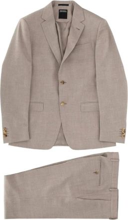 Ermenegildo Zegna Homme, Costumes, Beige, Taille: 2XL Costume en laine et lin