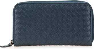 Bottega Veneta Portemonnaie - Nappa Intrecciato Zip Around Long Wallet - Gr. unisize - in Blau - für Damen