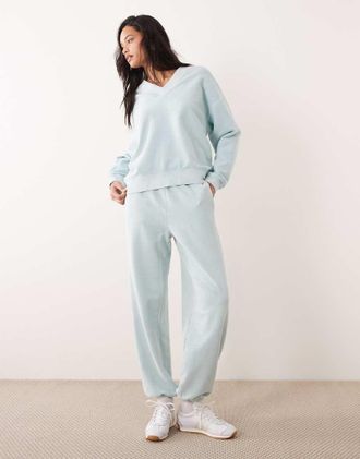 Arket Verstellbare Jogginghose aus reiner Baumwolle in Mintgr&uuml;n mit weitem Bein, Kombiteil