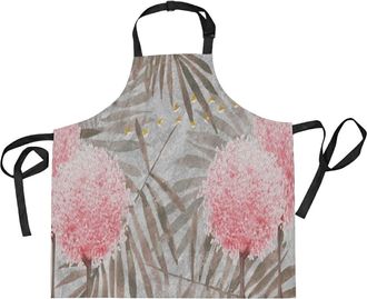 LDIYEU Blumenblume Kirschblatt Sch&uuml;rze K&uuml;chensch&uuml;rze Kochsch&uuml;rze mit 2 Tasche Verstellbarer Sch&uuml;rzen Latzsch&uuml;rze f&uuml;r Frauen M&auml;nner Chef Kellnerin