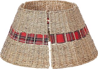 Beliani Weihnachtsbaumkragen Seegras natürlich 50 cm Christbaumständer-Abdeckung Marche