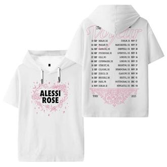 Generic Alessi Rose 2025 Tour T-shirt à capuche Femmes Hommes T-shirt à manches courtes Casual Streetwear Tops, blanc, XXL