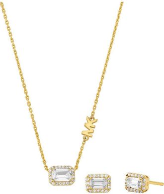 Michael Kors Womens Semi precious necklace and earring jewelry set
