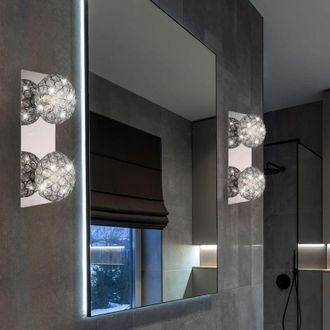 Globo Lighting Wandleuchte 2-Flammig Wandlampe Wohnzimmerleuchte Kristallleuchte Kugeln Chrom, klar, 2x G9 Fassungen, LxBxH 29x11x12 cm, 2er Set