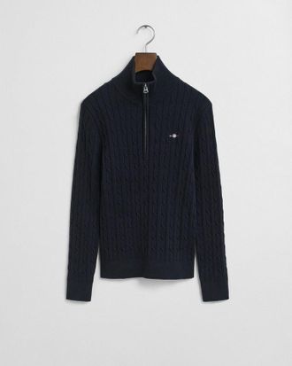 GANT Strickpullover STRETCH COTTON CABLE HALF-ZIP Mit Rundhalsausschnitt