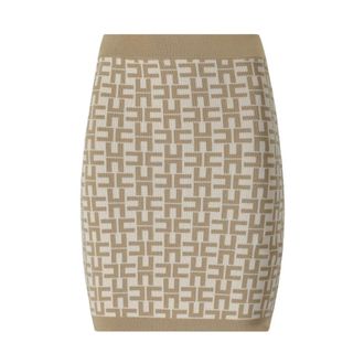 Elisabetta Franchi Femme, Jupes, Beige, Taille: 36 FR Monogram Butter Knitted Skirt
