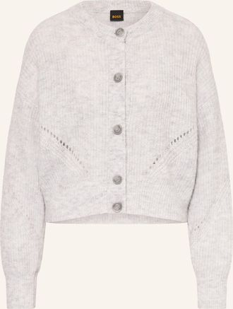 HUGO BOSS Strickjacke Fernard Mit Alpaka grau