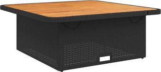Generic Höhenverstellbarer Gartentisch, Terrassentisch, Balkontisch, Rattantisch,Couchtisch, Gartenmöbel Tisch, Garten Esstisch, Poly Rattan und Akazienholz, 