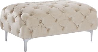 Vente-Unique Chesterfield-Hocker - Samt - Beige - Edwina