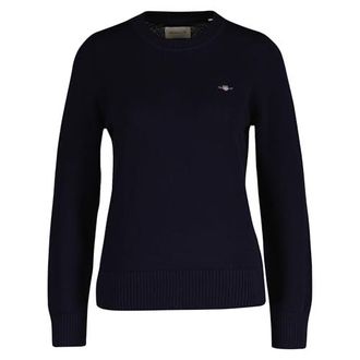 GANT Col en C Classique en Coton Sweater, Bleu Nuit, L Femmes