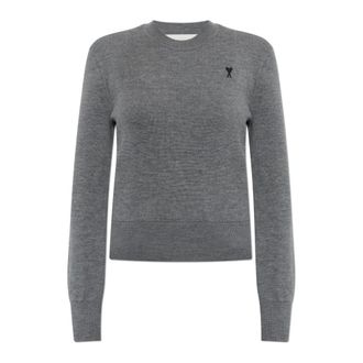 Ami Wollpullover mit Rundhalsausschnitt - - Knitwear - Damen - Grau - 2XS