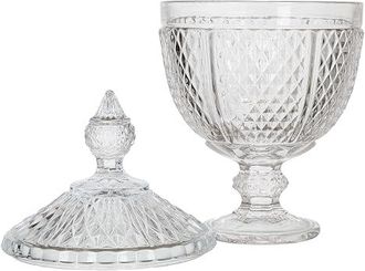 The Home Deco Factory KA0543 Bonbonni&egrave;re en Verre Transparent - Forme de Diamant - Con&ccedil;u pour Bonbons et Objets D&eacute;coratifs - Hauteur 31 cm - Couleur Transparente