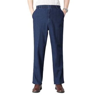 Generic Jean &agrave; taille &eacute;lastique pour homme, taille flexible, coupe droite, jean confortable, pour personnes &acirc;g&eacute;es, d&eacute;contract&eacute;, &eacute;lastique, pantalon respirant 