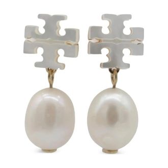 Tory Burch Femme, Accessoires, Gris, Taille: ONE Size Moondance Pearl Drop Earrings
