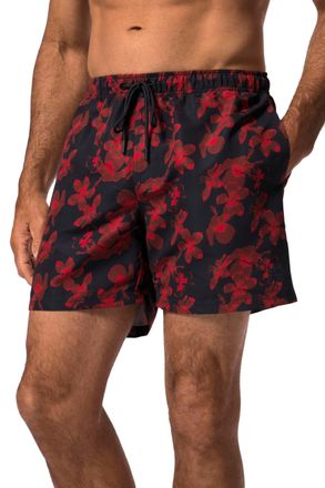 JP1880 Herren Badeshorts, Elastikbund, AOP Floral Badehose, dunkel Marine, 7XL