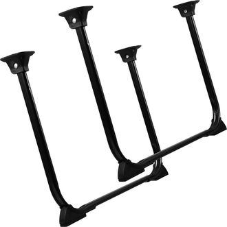 DOITOOL 2 Stück U förmige Klappbare Tischbeine Faltbare Tischgestellbeine Platzsparende Stabile Möbelbeine für Bett Sofa Couchtisch in Schwarz aus Robustem Ma