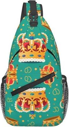 Generic Casual Sacoche Tactique Art de la Couronne Royale dOr Sacs &agrave; Bandouli&egrave;re Multifonction Cross Body pour Homme Randonn&eacute;e Camping