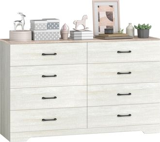 HOMCOM 8-Schubladen-Schlafzimmerkommode, Moderne Schlafzimmerkommode mit Griff, Platzsparende Kommode f&uuml;r Wohnzimmer, Schlafzimmer und Flur, 140x40x86 cm, Wa