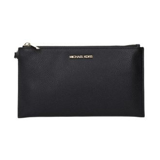 Michael Kors Schwarze Leder-Logo-Clutch-Tasche - - Bags - Damen - Schwarzk - ONE SIZE