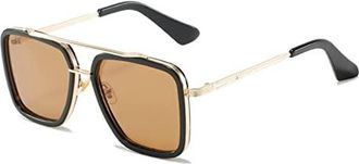 Generic Lunettes de soleil carrées en métal à large monture 2025 pour hommes et pour femmes, ombrage, soleil, plage, vacances, lunettes de soleil (couleur : C