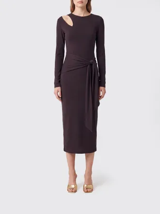 Federica Tosi Robe midi asym&eacute;trique en jersey &agrave; manches longues avec d&eacute;coupes