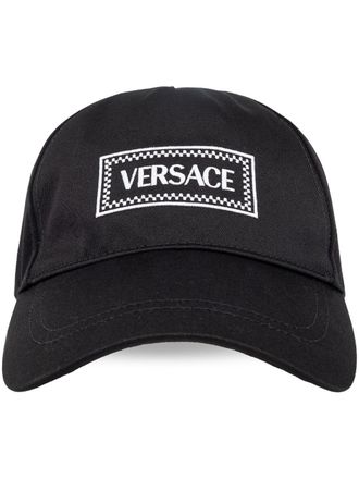 Versace casquette en coton à logo brodé - Noir