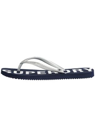 Superdry Damen Code Essential FLIP Flop Flipflop, Deep Navy/Metallic Silver, Medium EU