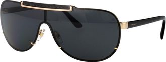Versace 0VE2140 Gold-Tone Metal Visor Sunglasses - Gold
