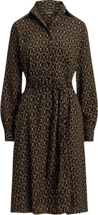 Ralph Lauren Femme, Robes, Multicolore, Taille: 38 FR Robe-Chemise en Cr&ecirc;pe Imprim&eacute; Cha&icirc;ne