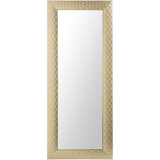 Beliani Beliani - Miroir Mural au Design Moderne de Forme Rectangulaire 130 x 50 cm avec Cadre en Mati&egrave;re Synth&eacute;tique Dor&eacute; pour Salon Glamour