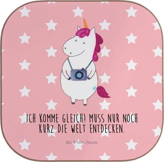 Mr. & Mrs. Panda Tassenuntersetzer Einhorn Fotograf - Geschenk, Coaster, weinglasuntersetzer, Untersetzer Gläser, Städtereise, Urlaub, Unicorn, bieruntersetzer, Tischu