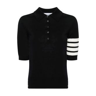 Thom Browne Woll-Polo mit 4-Streifen-Detail in Relaxed Fit - - Knitwear - Damen - Blau - XS