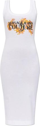 Versace Jeans Couture Femme, Robes, Blanc, Taille: 40 FR Robe Avec Imprim&eacute; Et Paillettes Scintillantes