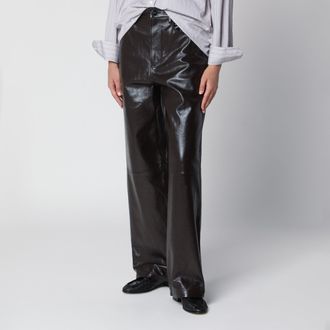 R&oacute;he Weite Hose aus braunem Leder