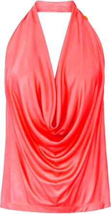 Elisabetta Franchi Femme, Tops, Orange, Taille: 36 FR Shiny Viscose Jersey Top