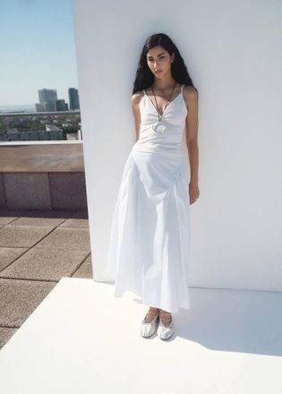 Mango Midirock aus Baumwolle mit Raffungen wei&szlig; - Damen - 36 - MANGO